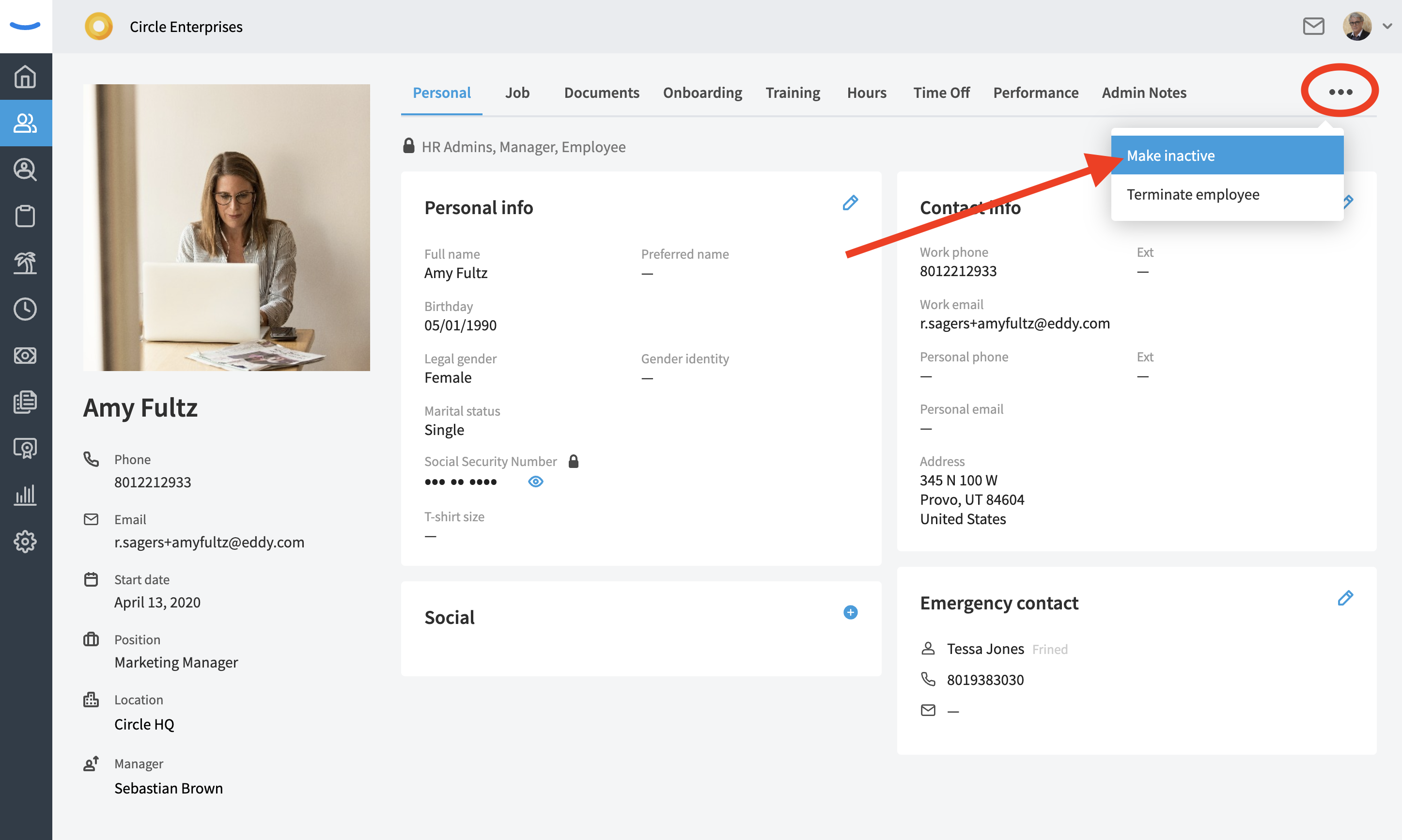 Mark an Employee as Inactive